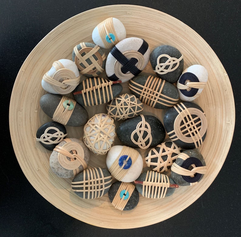 Stick Wrapped Zen Stone Wrapped Rock Japanese Rock Art | Etsy