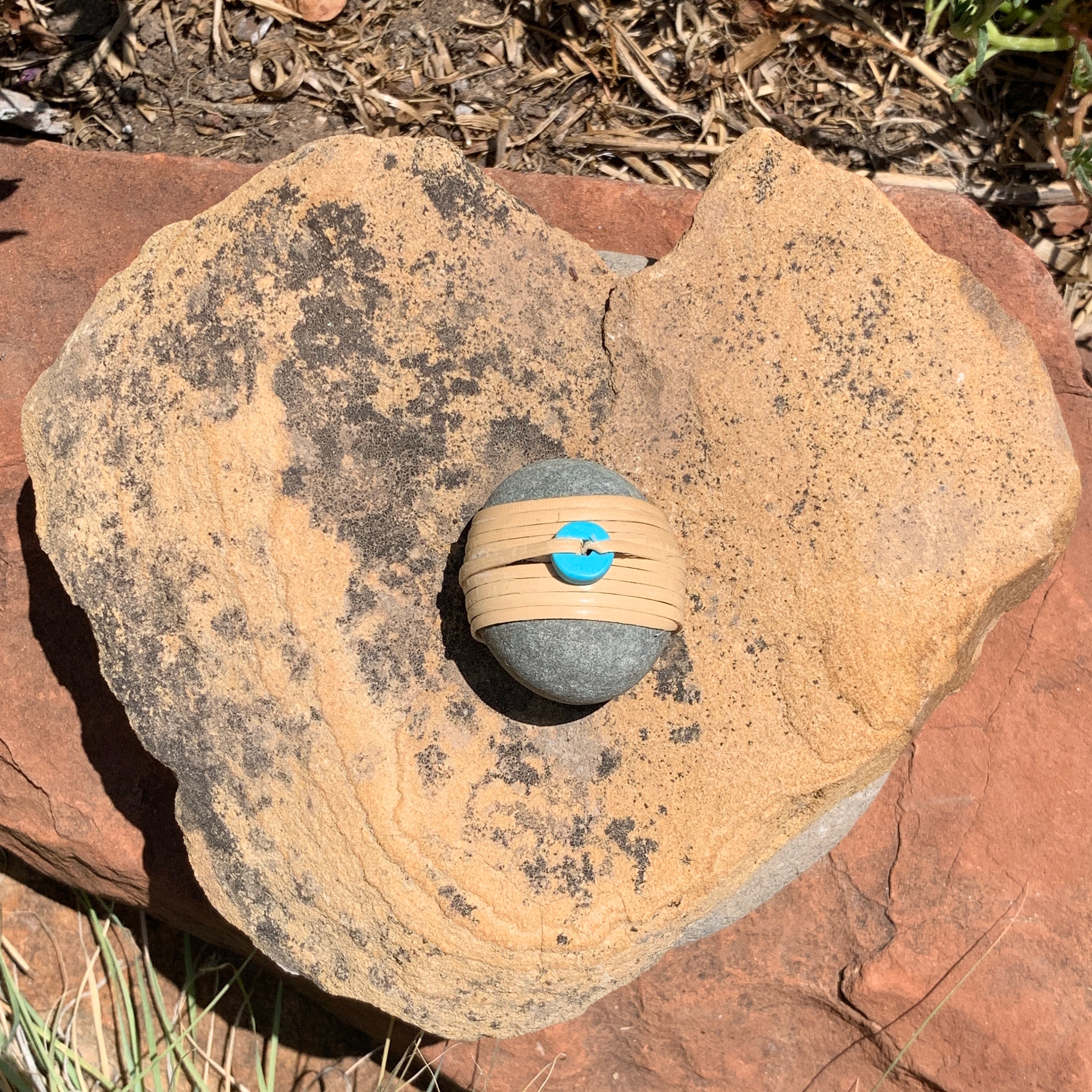Turquoise Wrapped Rock: Natural Cane Zen Decor - Etsy