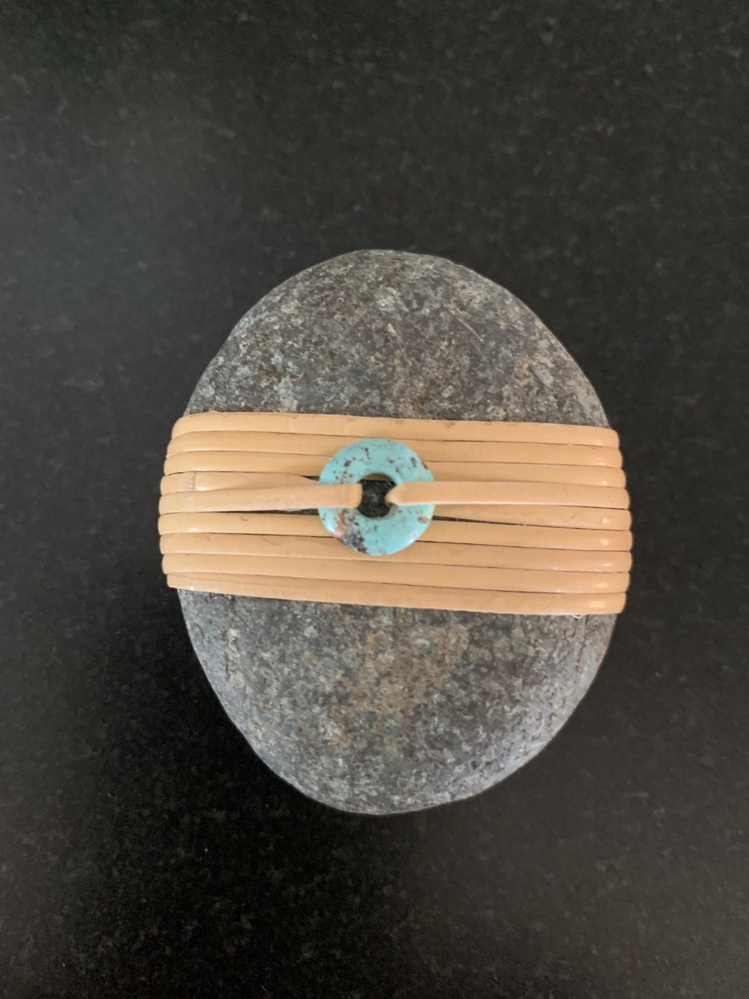 Turquoise Wrapped Rock: Natural Cane Zen Decor - Etsy