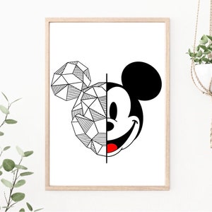 Geometric Disney Mickey Mouse Artwork | Etsy