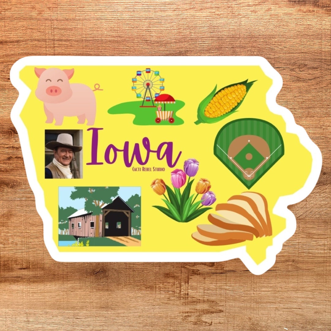 Iowa Iconic Things Vinyl Sticker Decal - Etsy