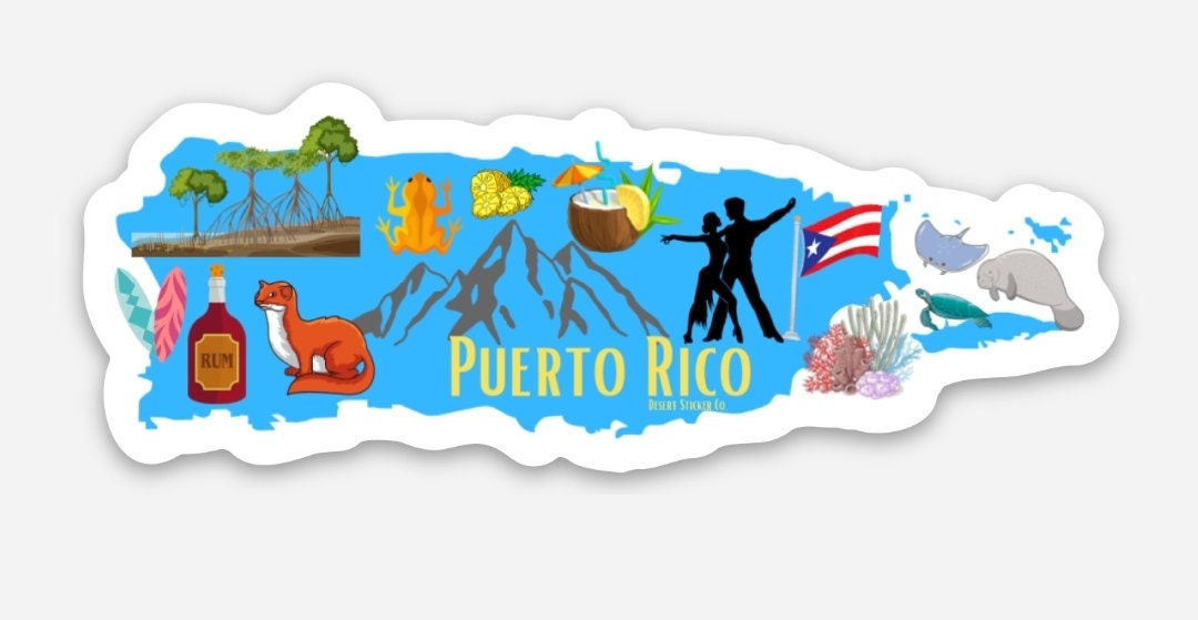 Puerto Rico Iconic Vinyl Sticker Decal Puerto Rico Sticker Vinyl Decal ...