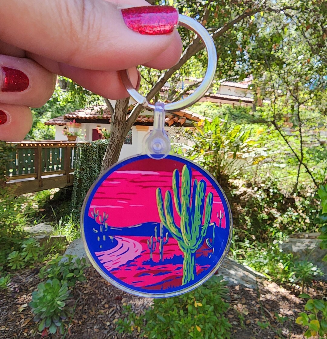 Saguaro at Sunset Painted Desert Arizona Keychain, Arizona Travel ...