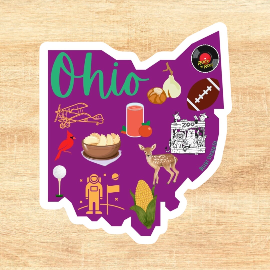 Ohio Iconic Things Vinyl Sticker Decal Ohio State Sticker Ohio Decal ...