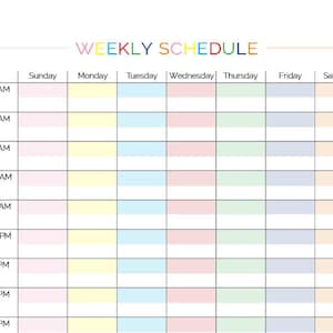 Colorful Weekly Schedule - Etsy