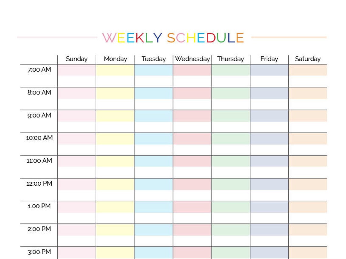 Colorful Weekly Schedule - Etsy