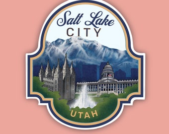 Vintage 1950's Style Utah the Friendly State Map Salt Lake City Capital ...