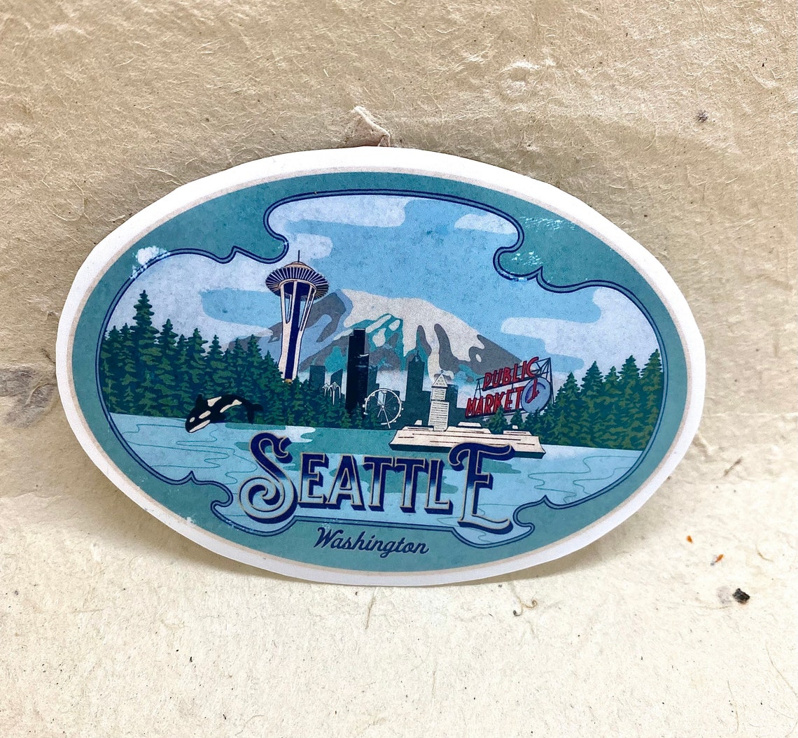 Vintage Seattle Sticker Retro Washington Waterproof | Etsy