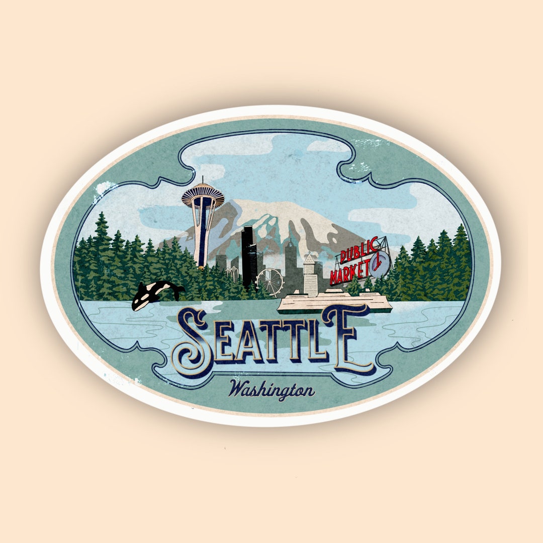Vintage Seattle Sticker | Retro Washington | Waterproof | Travel Decal ...