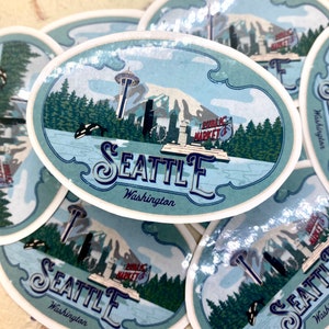 Vintage Seattle Sticker | Retro Washington | Waterproof | Travel Decal ...