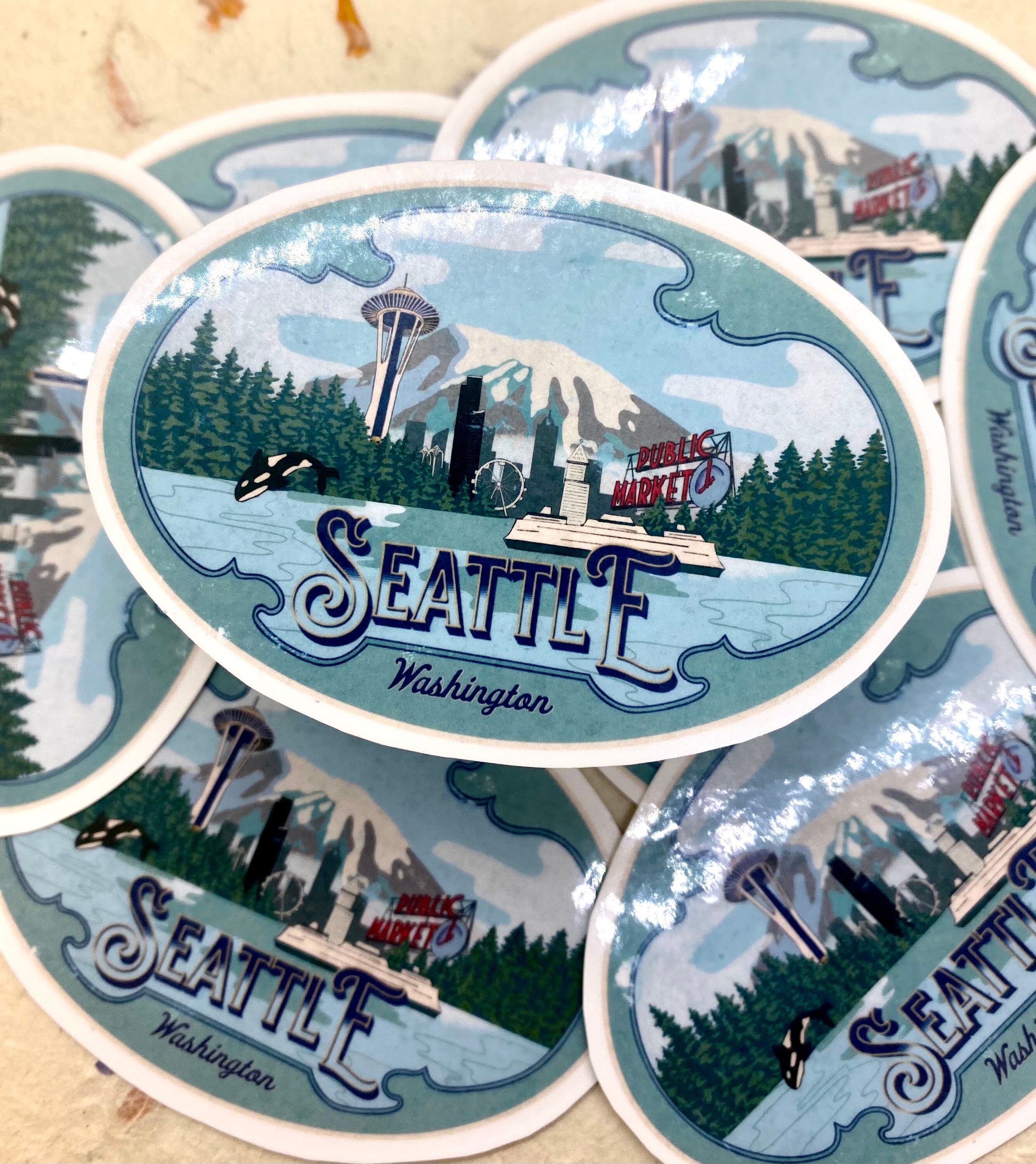 Vintage Seattle Sticker Retro Washington Waterproof | Etsy