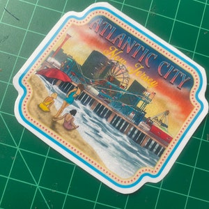 Vintage Inspired Atlantic City Sticker | Retro New Jersey | Waterproof ...