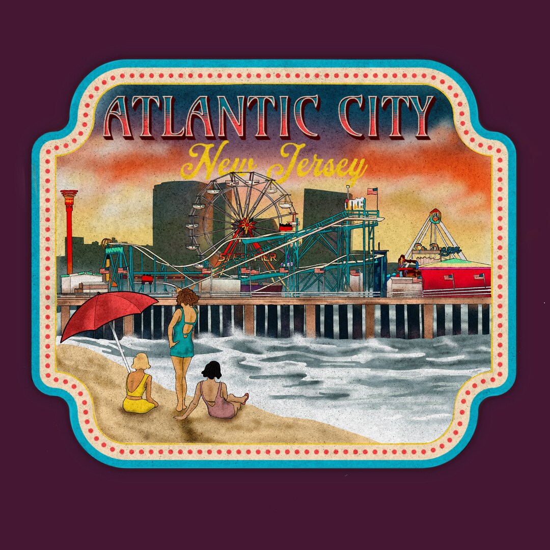 Vintage Inspired Atlantic City Sticker | Retro New Jersey | Waterproof ...