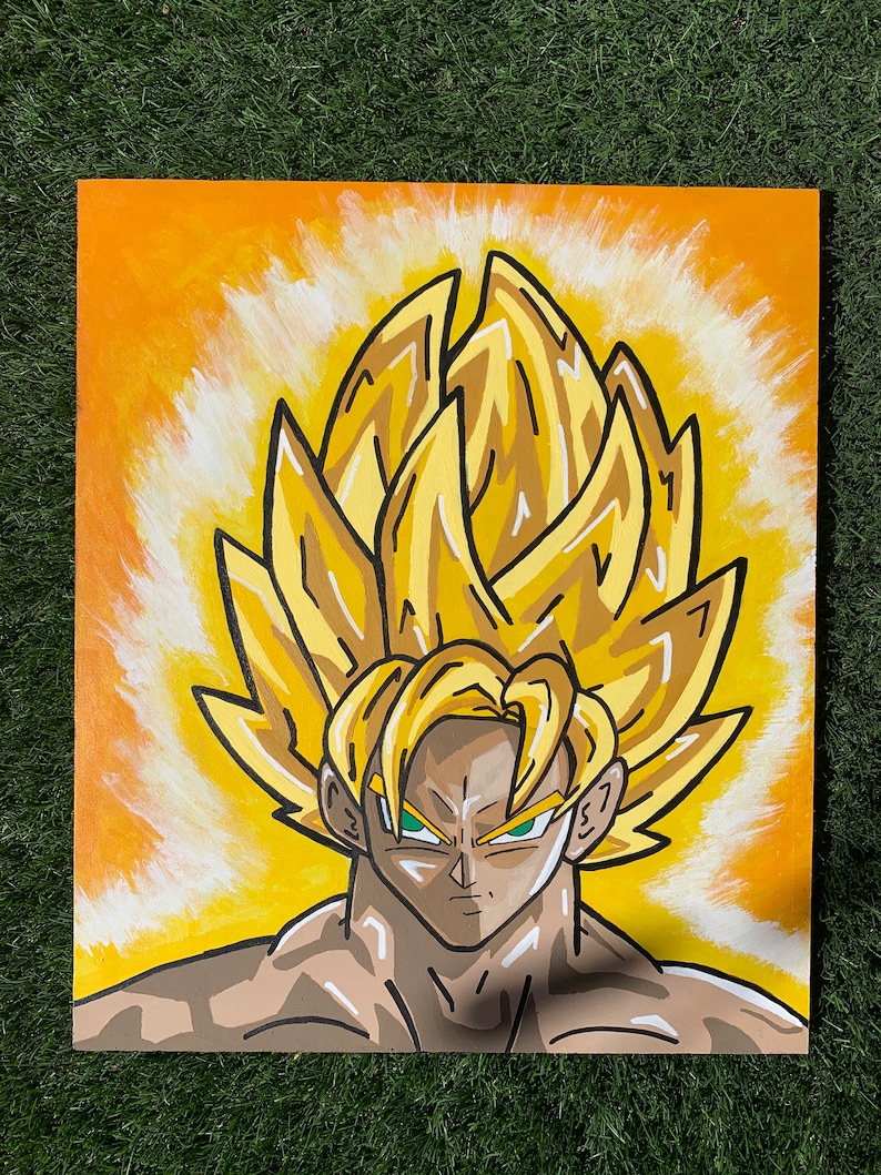 Goku Super Saiyan Wall Art Decor, Wood Resin Painting, Dragon Ball ...