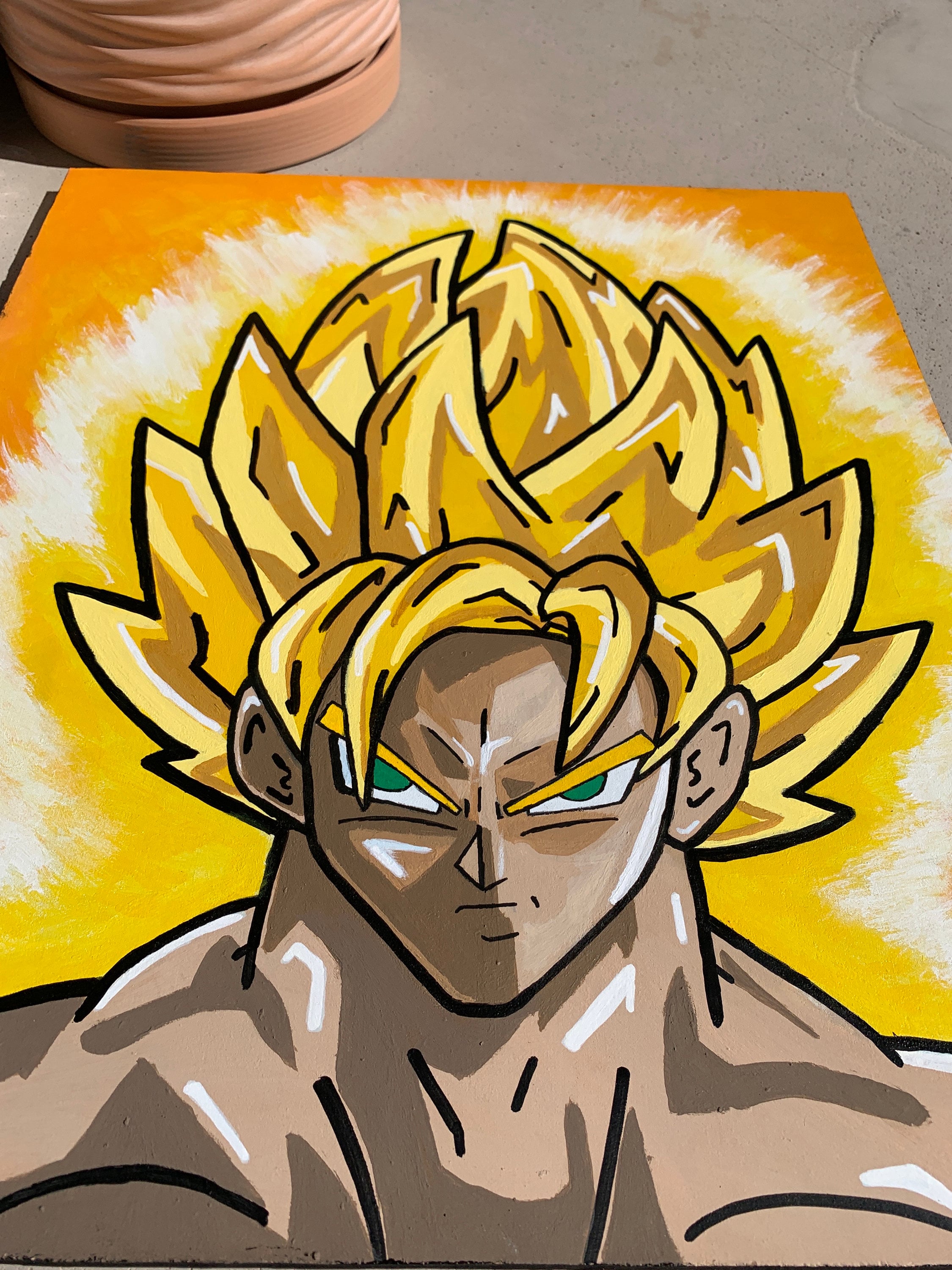 Goku Super Saiyan Wall Art Decor, Wood Resin Painting, Dragon Ball ...