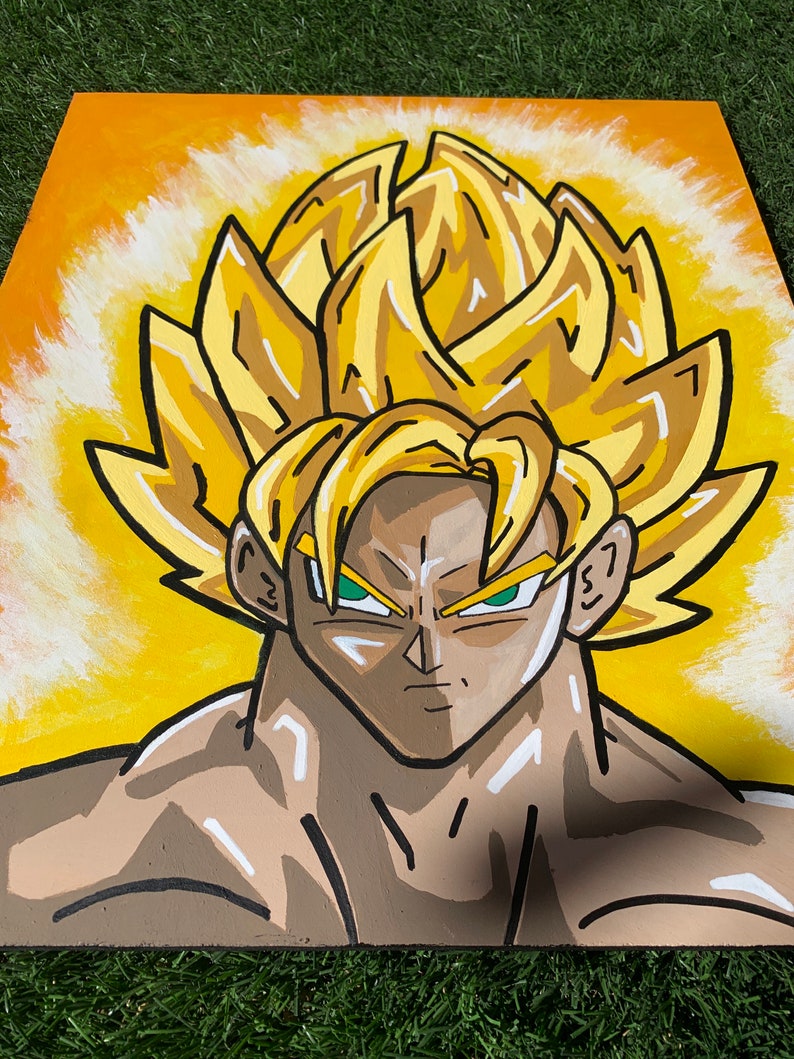 Goku Super Saiyan Wall Art Decor, Wood Resin Painting, Dragon Ball ...