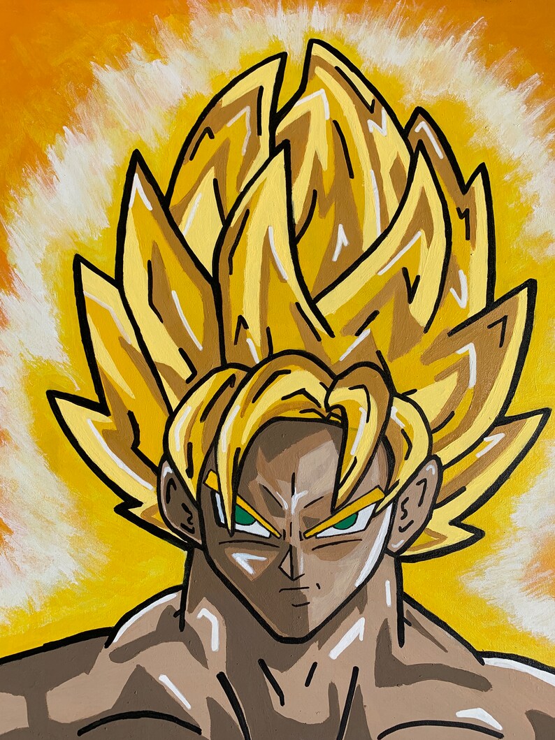 Handmade Goku Super Saiyan Acrylic Painting on Wood, Anime Fan Art - Etsy