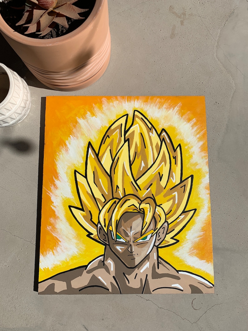 Handmade Goku Super Saiyan Acrylic Painting on Wood, Anime Fan Art - Etsy