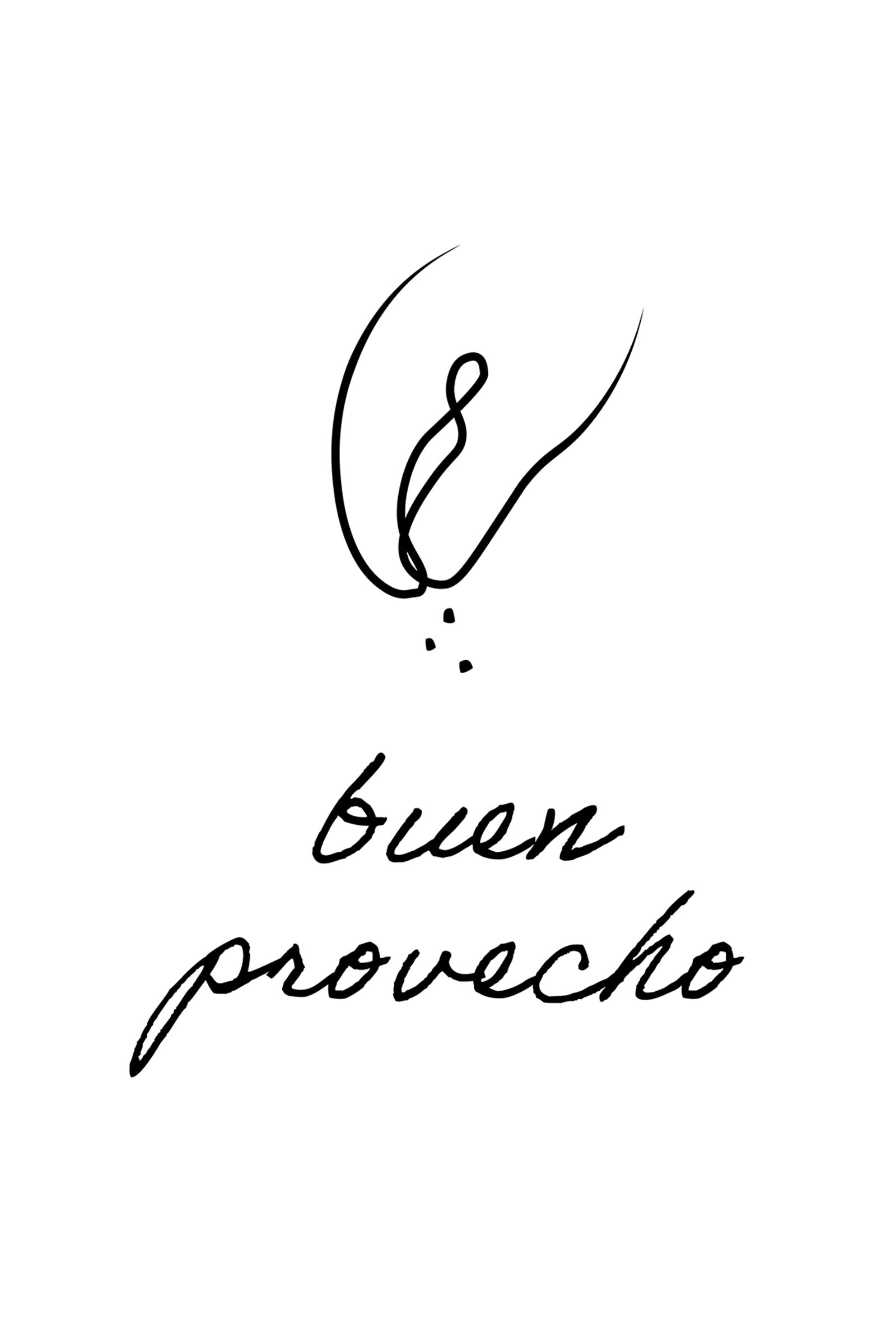 Kitchen Wall Art - Buen Provecho, Black and White Wall Art - Etsy