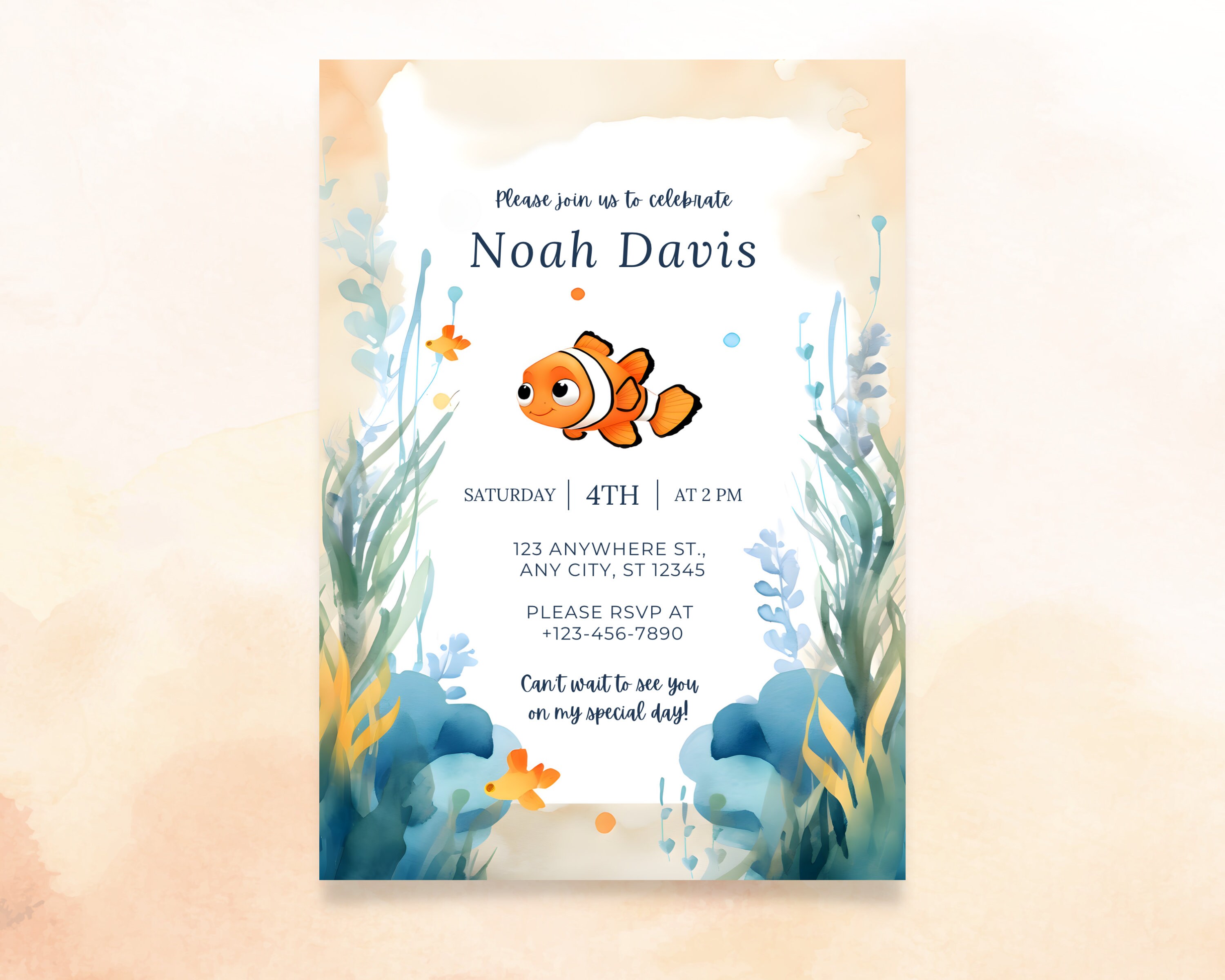 Editable Birthday Invitation Ocean Birthday Party Invite - Etsy