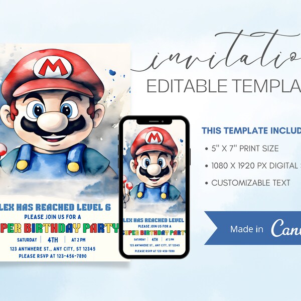 Super Mario Canva Template - Etsy