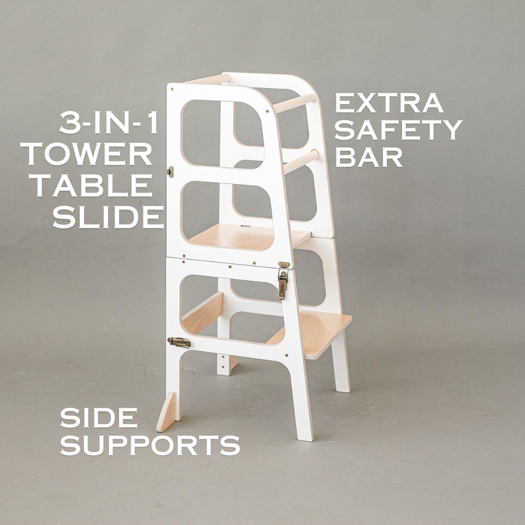 3in1 Kitchen Tower Learning Stool With Slide Montessori Tower for Little Helper Toddler Tower Montessori Furniture Toddler Step Stool Etsy