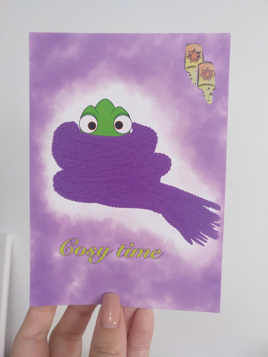 Print Pascal Tangled Rapunzel A6 Postcard Disney Cozy Time Christmas ...