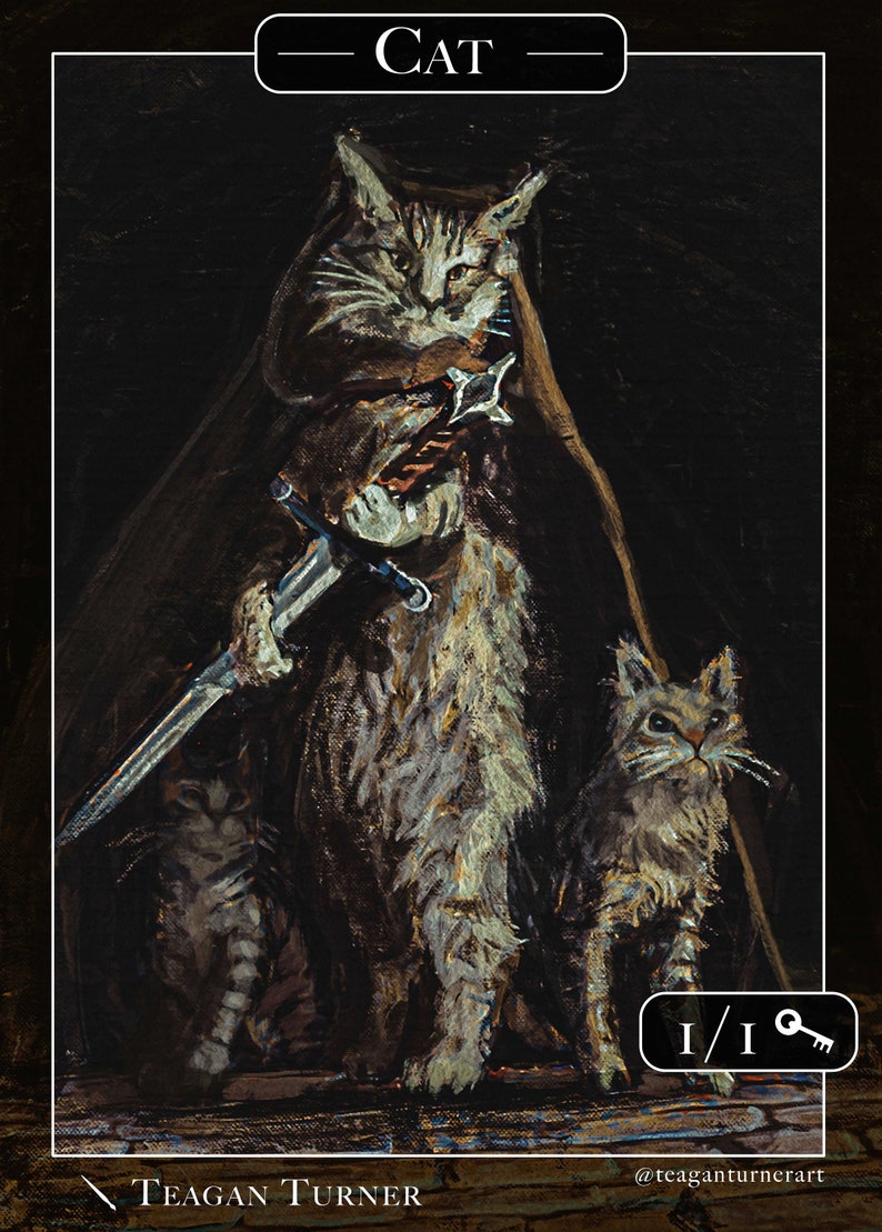 1/1 or 2/2 + Abilities - Cat Creature Token for MTG (magic the ...