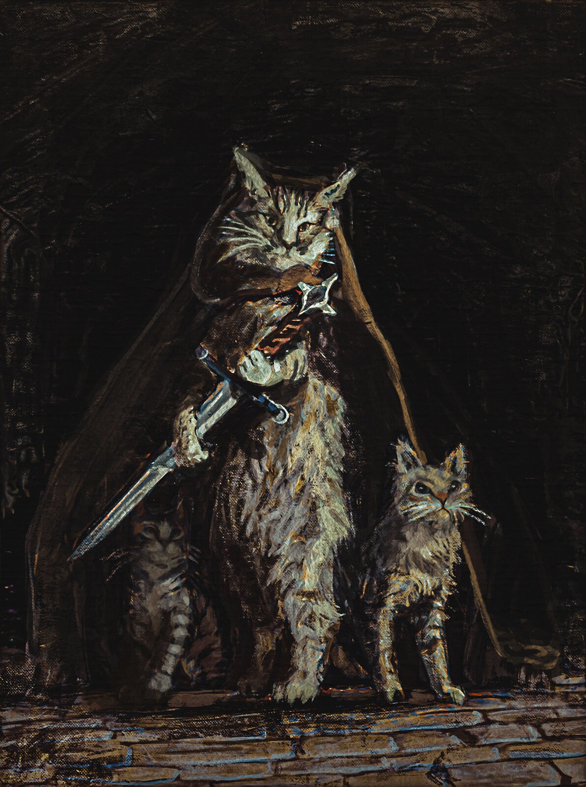 Cat Cleric Warrior cat Token Print 13x19 - Etsy Ireland