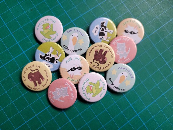 Mischievous Creatures Handmade Pinback Buttons Featuring | Etsy