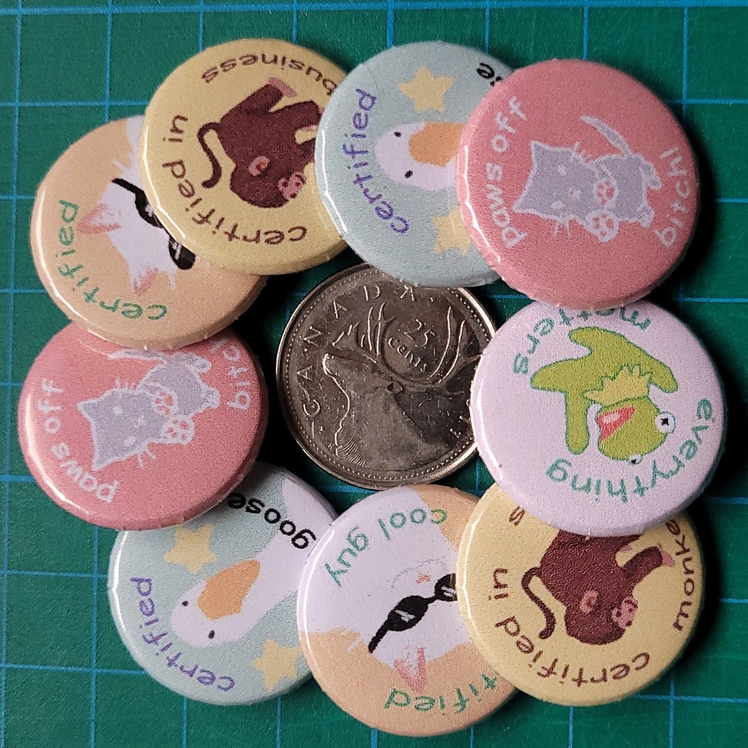 Mischievous Creatures Handmade Pinback Buttons Featuring | Etsy