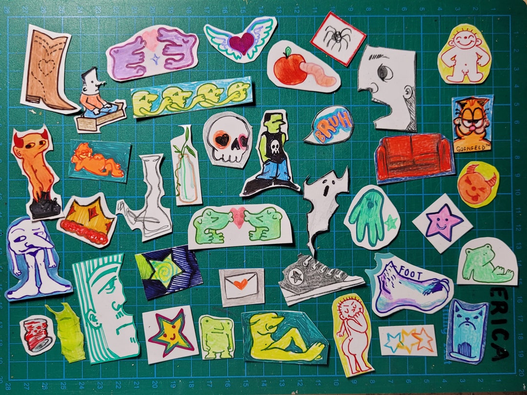 Scrap Doodle Stickers Hand Drawn Custom or Mystery Waste-reducing Vinyl ...