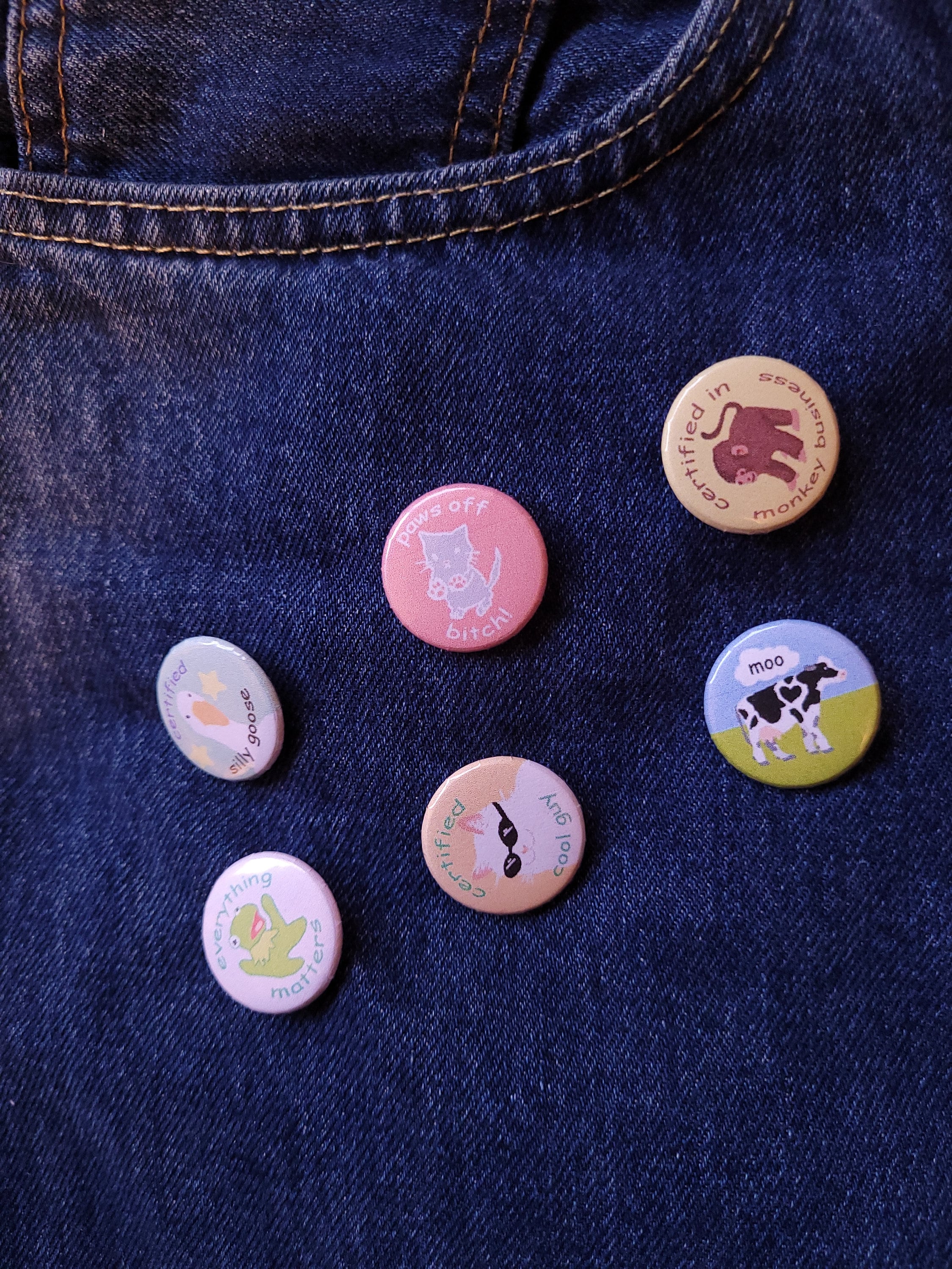 Mischievous Creatures Handmade Pinback Buttons Featuring | Etsy