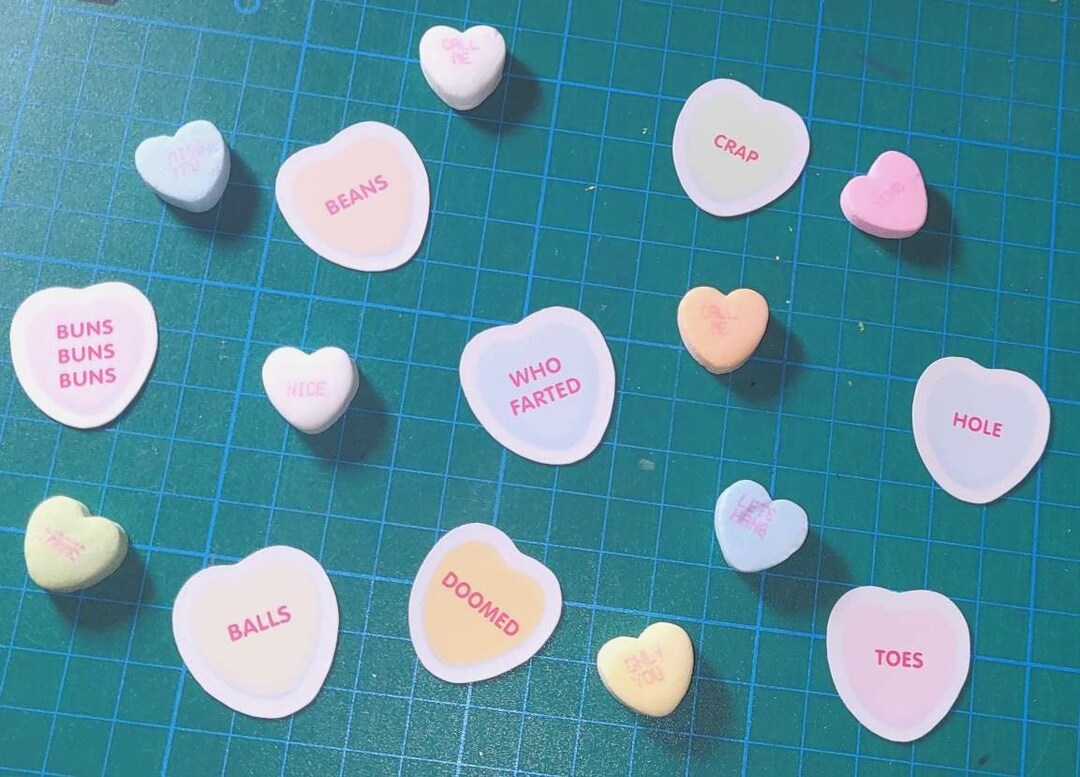 Cursed Candy Heart Stickers: Funny Valentine Sticker Pack - Etsy