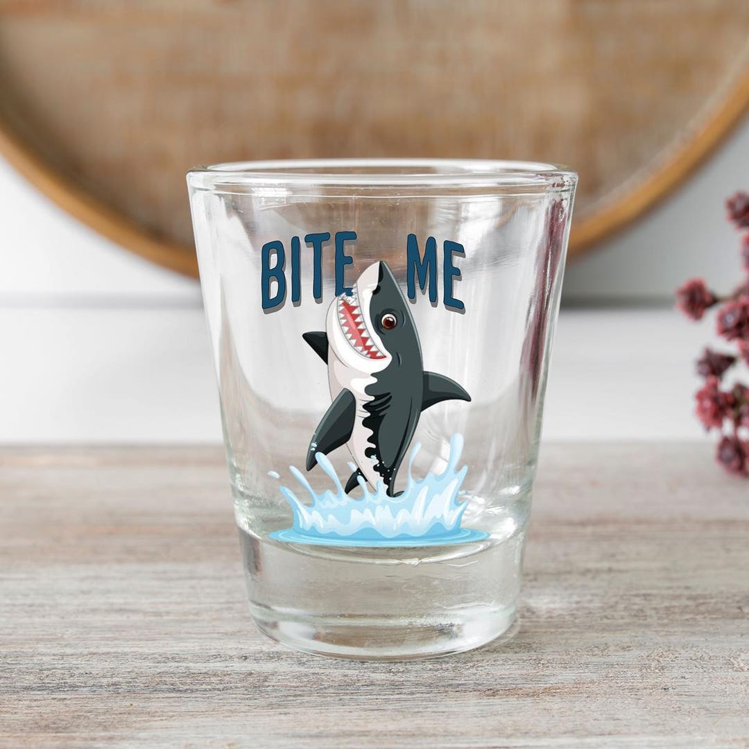 Shark Shot Glass, Shark Surfer, Shot Glass, 2oz Shot Glass, Shark Lover ...