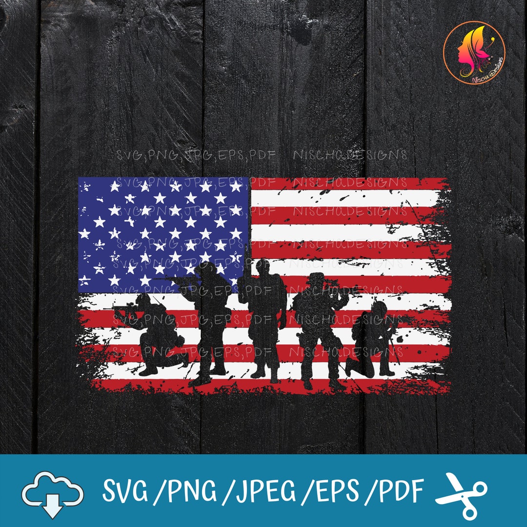 American Soldiers US Flag SVG: Patriotic Military Design (digital ...