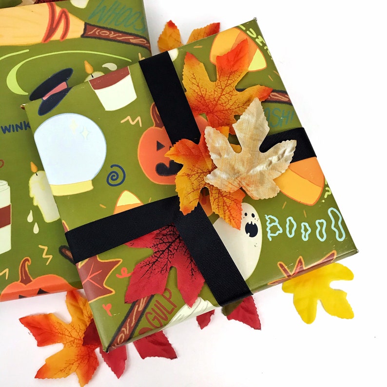 Fall Halloween Gift Wrap / October Birthday Wrapping Paper / | Etsy