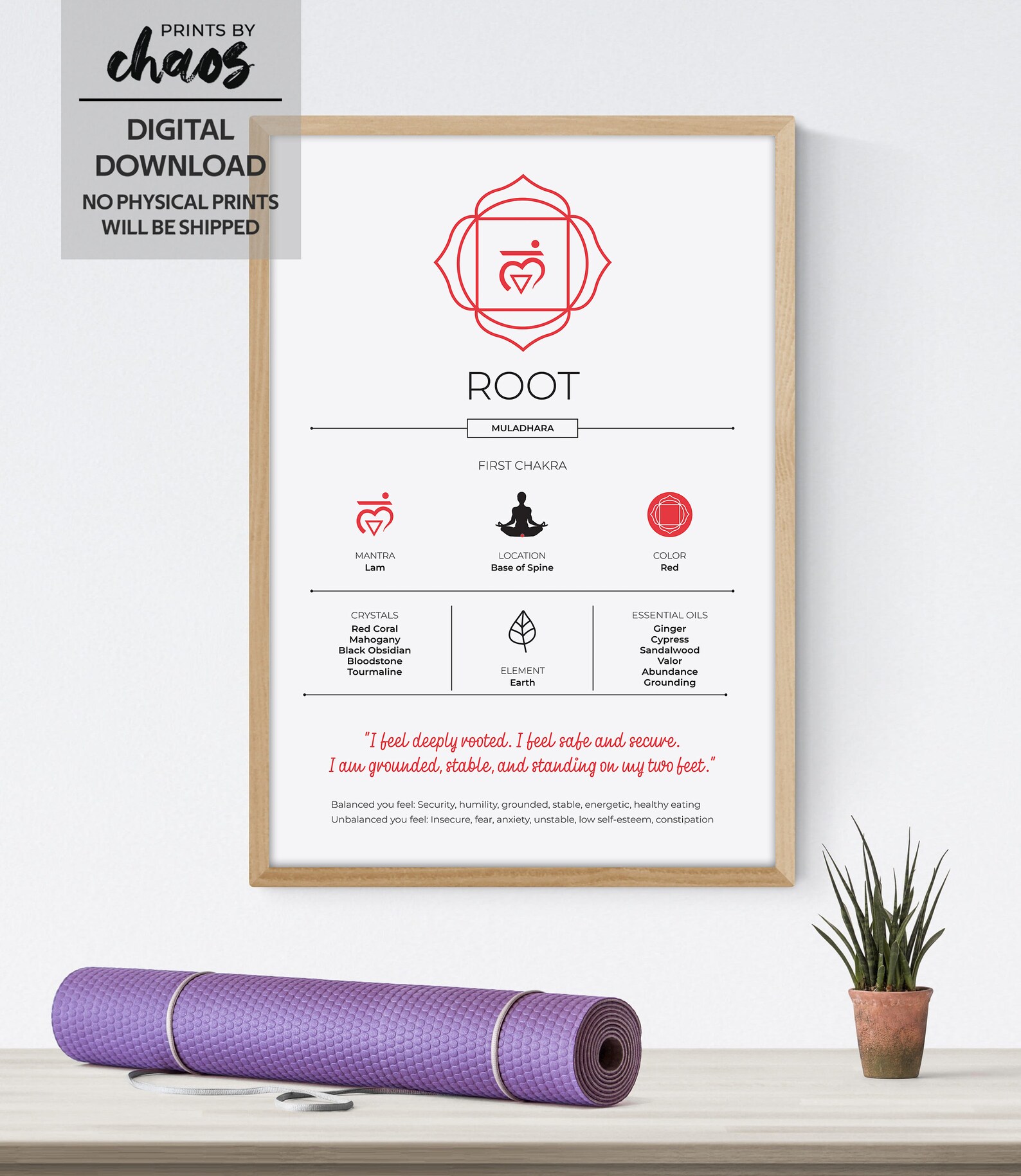 Chakra Wall Art // Root Chakra Art // Yoga Wall Decor // Yoga - Etsy