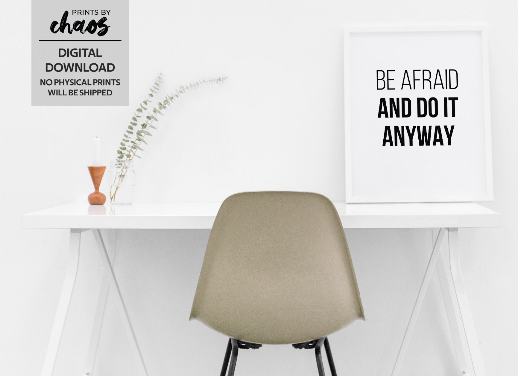 Be Afraid and Do It Anyway Motivational Quote - Hustle Quote - Wall Art ...
