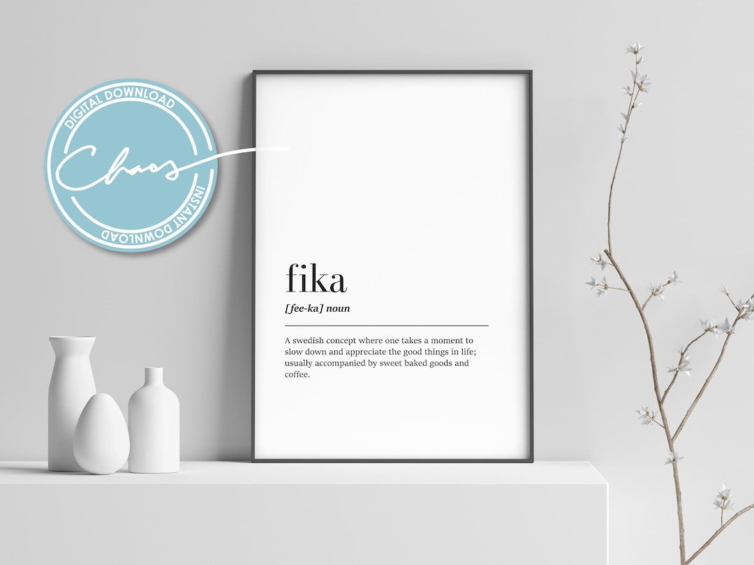 Digital Fika Definition Print, Nordic Printable Wall Art, Swedish Art ...
