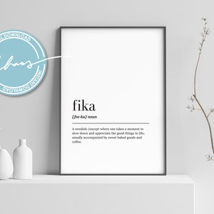 Digital Fika Definition Print, Nordic Printable Wall Art, Swedish Art ...