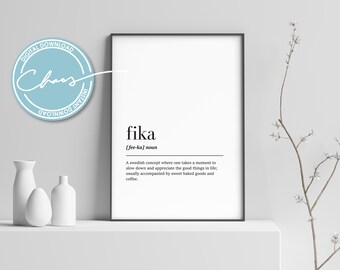 Fika Definition Print, Dictionary Artwork, Scandinavian Art, Nordic ...