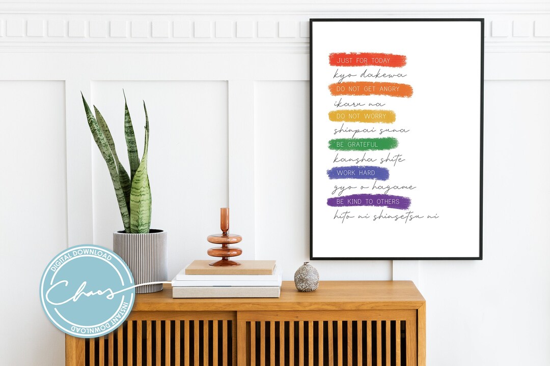 Reiki Principles Art Printable // Japanese Print // Just for Today Wall ...