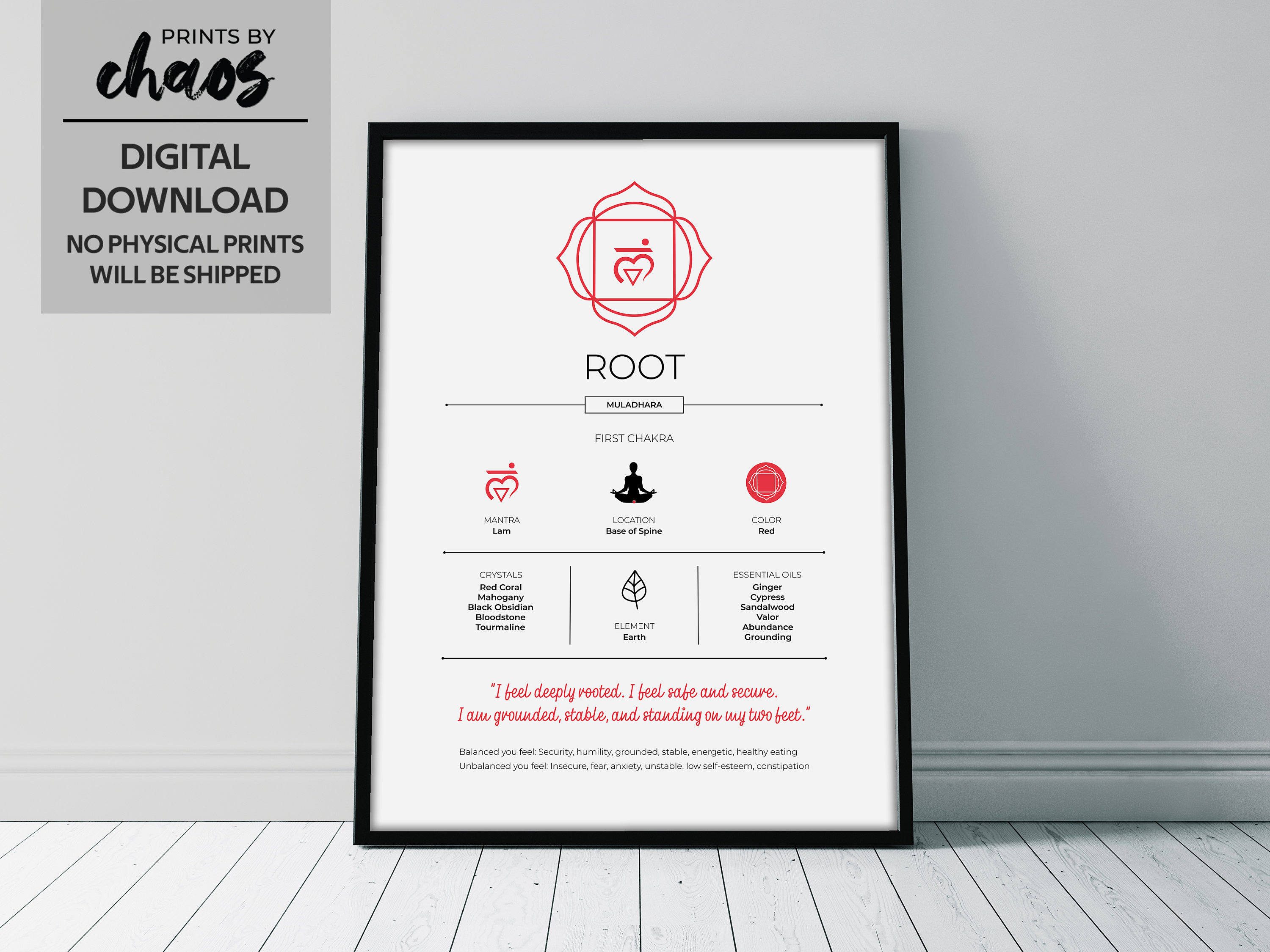 Chakra Wall Art // Root Chakra Art // Yoga Wall Decor // Yoga - Etsy