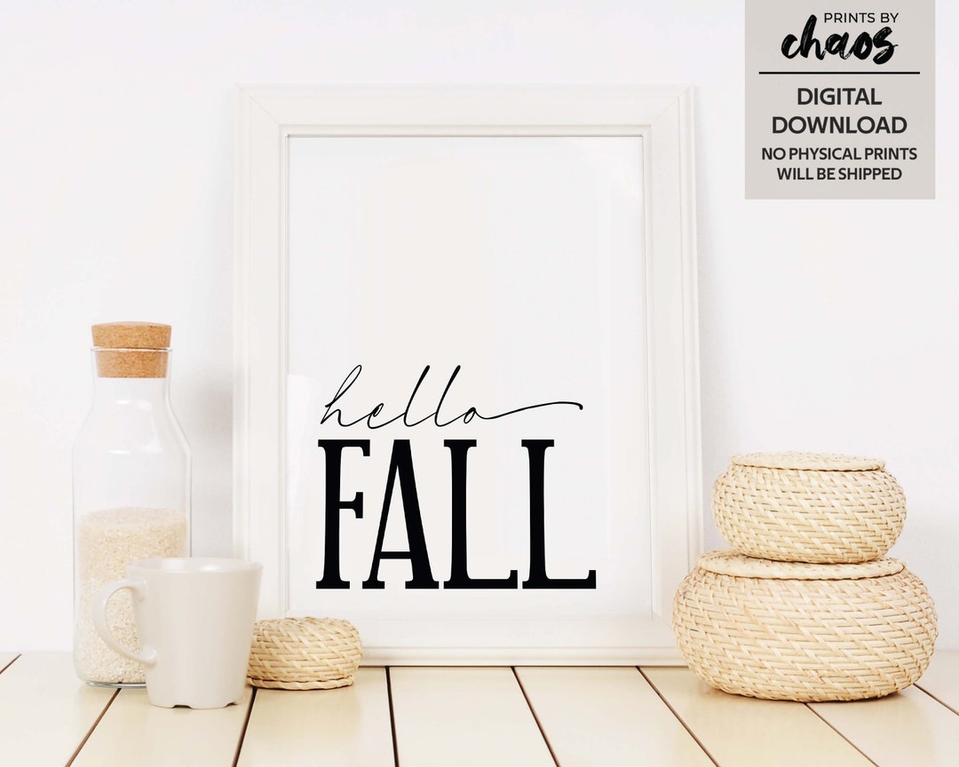 Hello Fall Wall Art, Fall Printable Decor, Thanksgiving, Autumn Fall ...