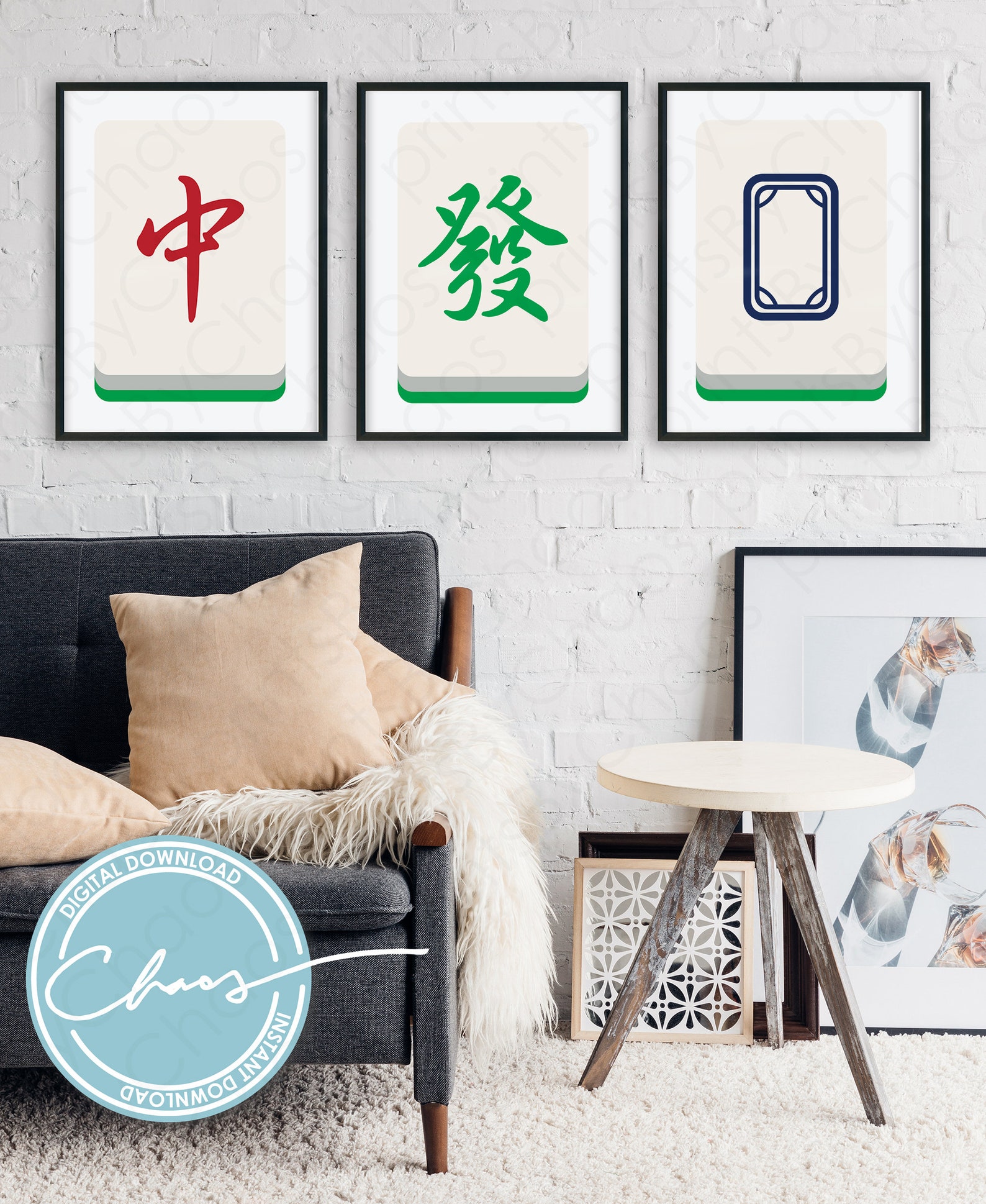 MAHJONG Wall Art Digital Print// Honor Tiles Art // Asian Wall Decor ...