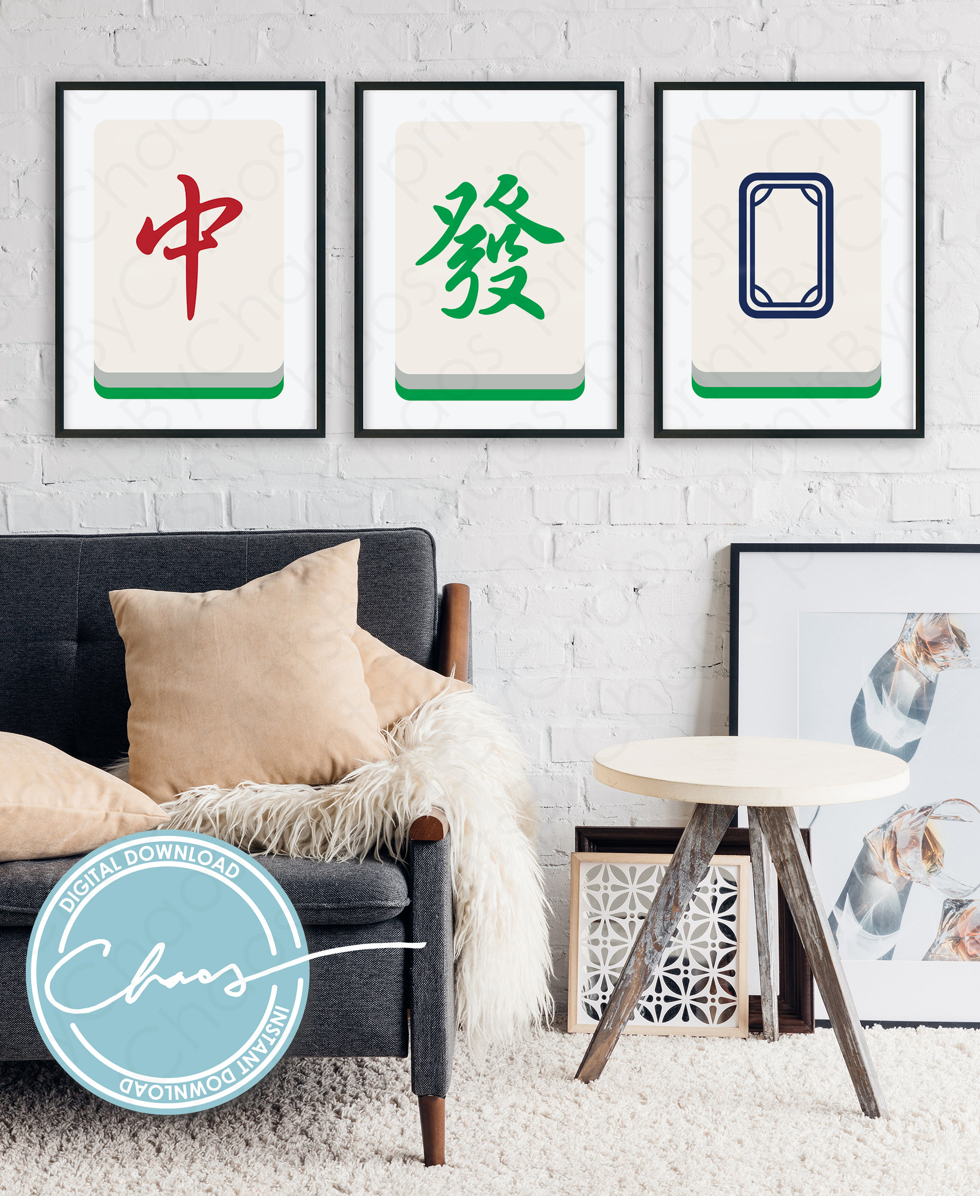 MAHJONG Wall Art Digital Print// Honor Tiles Art // Asian Wall Decor ...