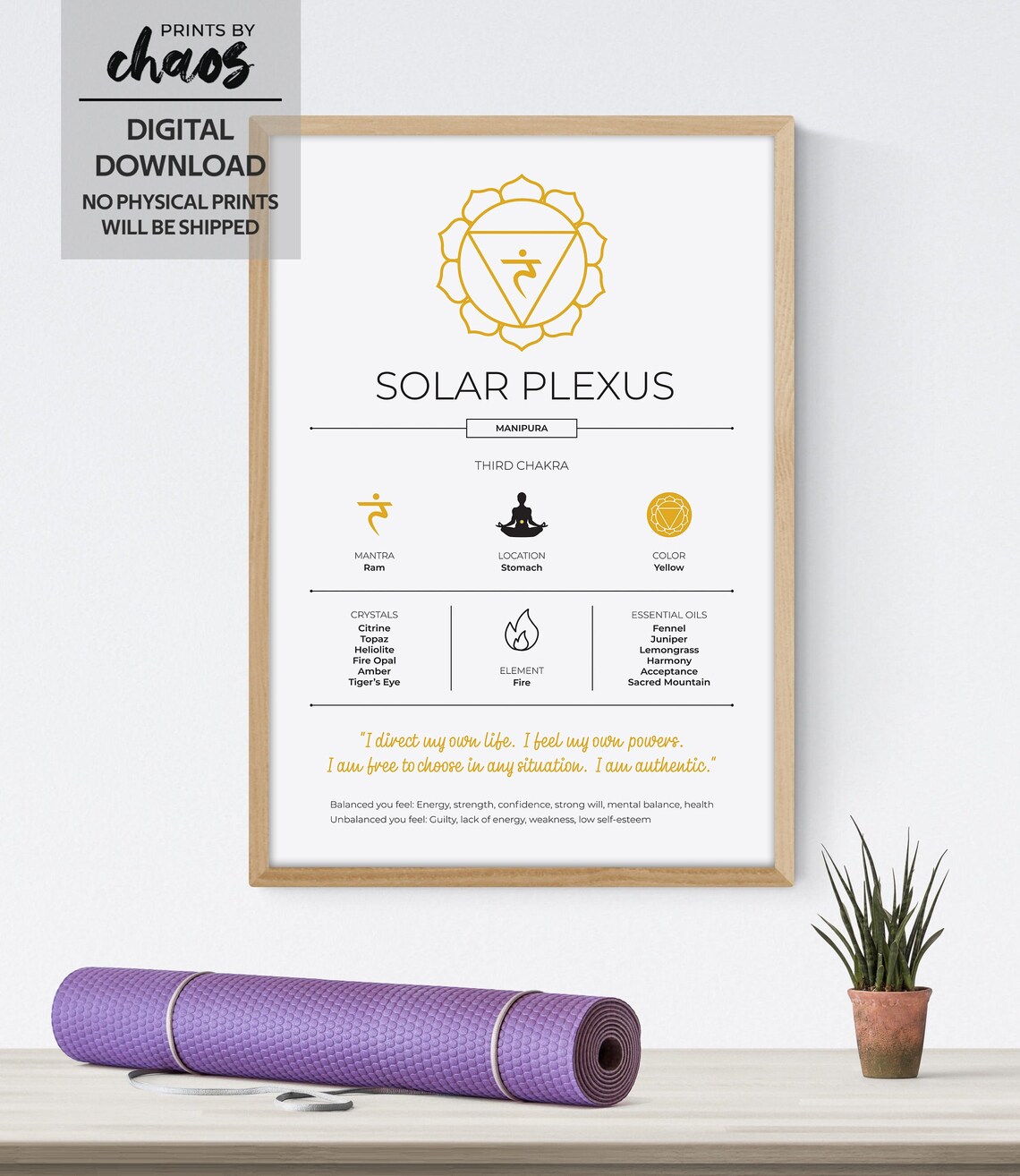 Chakra Wall Art // Solar Plexus Chakra Art // Yoga Wall Decor - Etsy