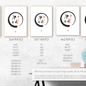 Digital ENSO KOI FISH Wall Art - Yin Yang Fish Artwork - Enso Circle ...
