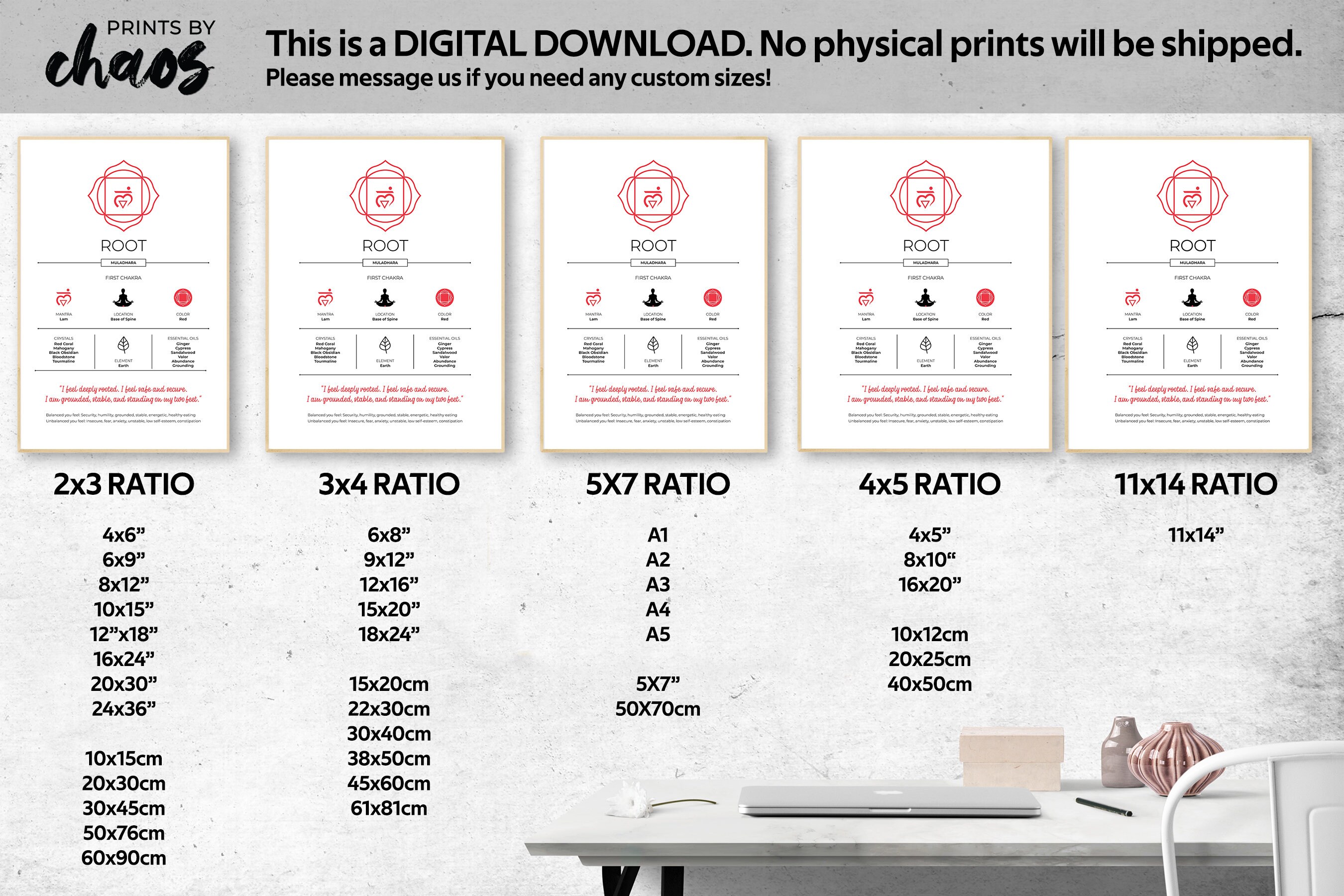 Chakra Wall Art // Root Chakra Art // Yoga Wall Decor // Yoga - Etsy